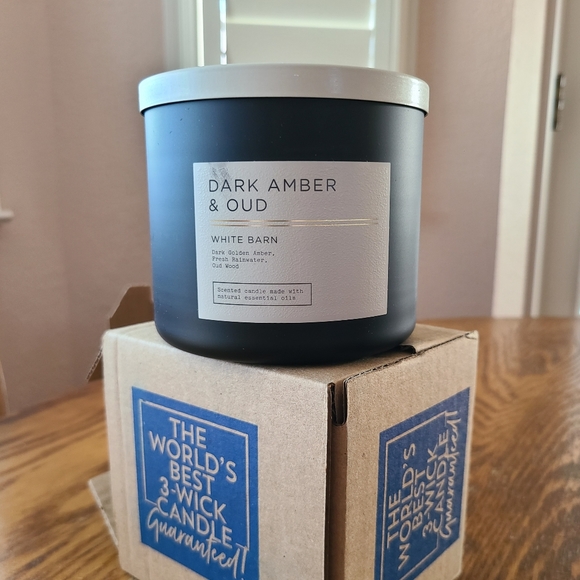 White Barn | Accents | Nwt White Barn Dark Amber Oud 3wick Candle ...